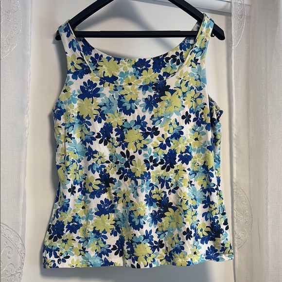 Basic Editions | Tops | 35 Basic Editions Blue And White Fitted Sleeveless Tank Top | Poshmark
